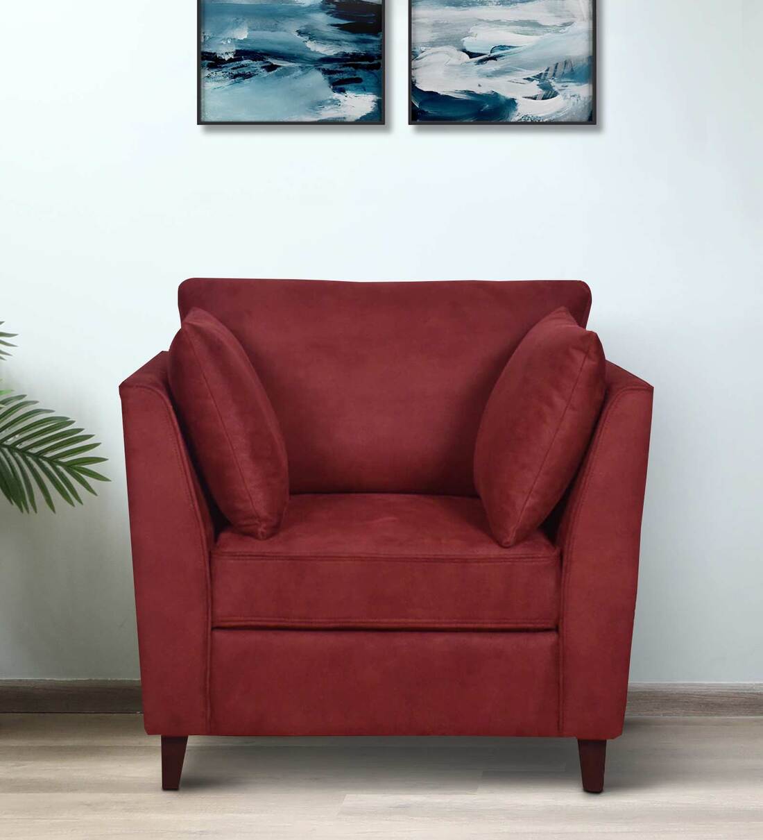 Buy Miranda Fabric 1 Seater Sofa In Wine Red Colour Online - Lawson 1 ...