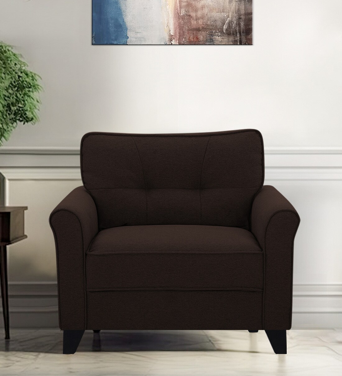 Buy Miranda Fabric 1 Seater Sofa In Mahogany Colour at 53% OFF by Trevi ...