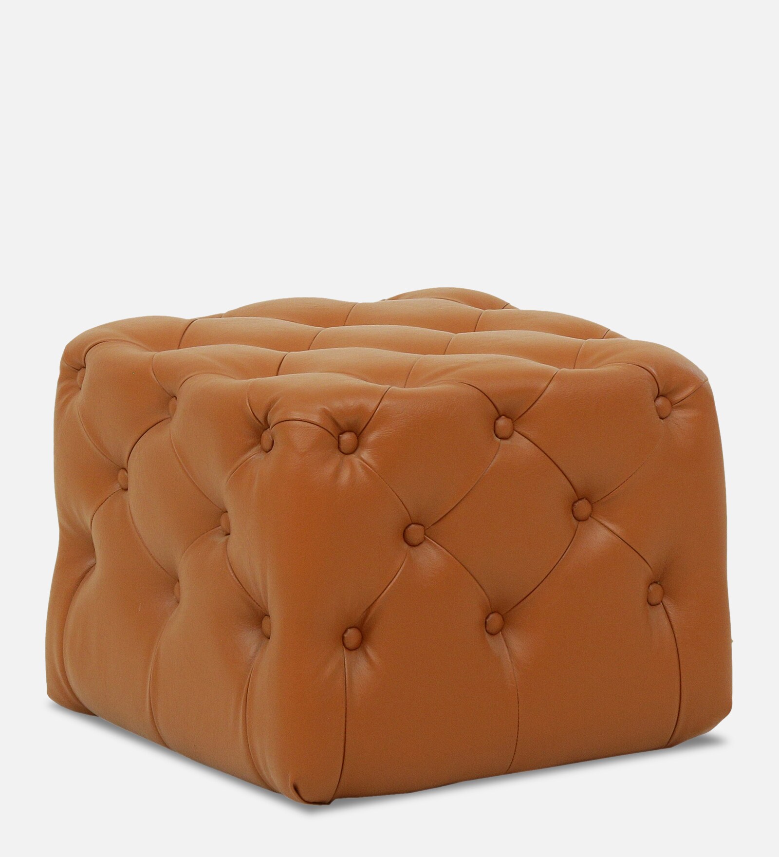 Buy Miceli Leather Pouffe In Brown Finish Online - Pouffes - Pouffes ...