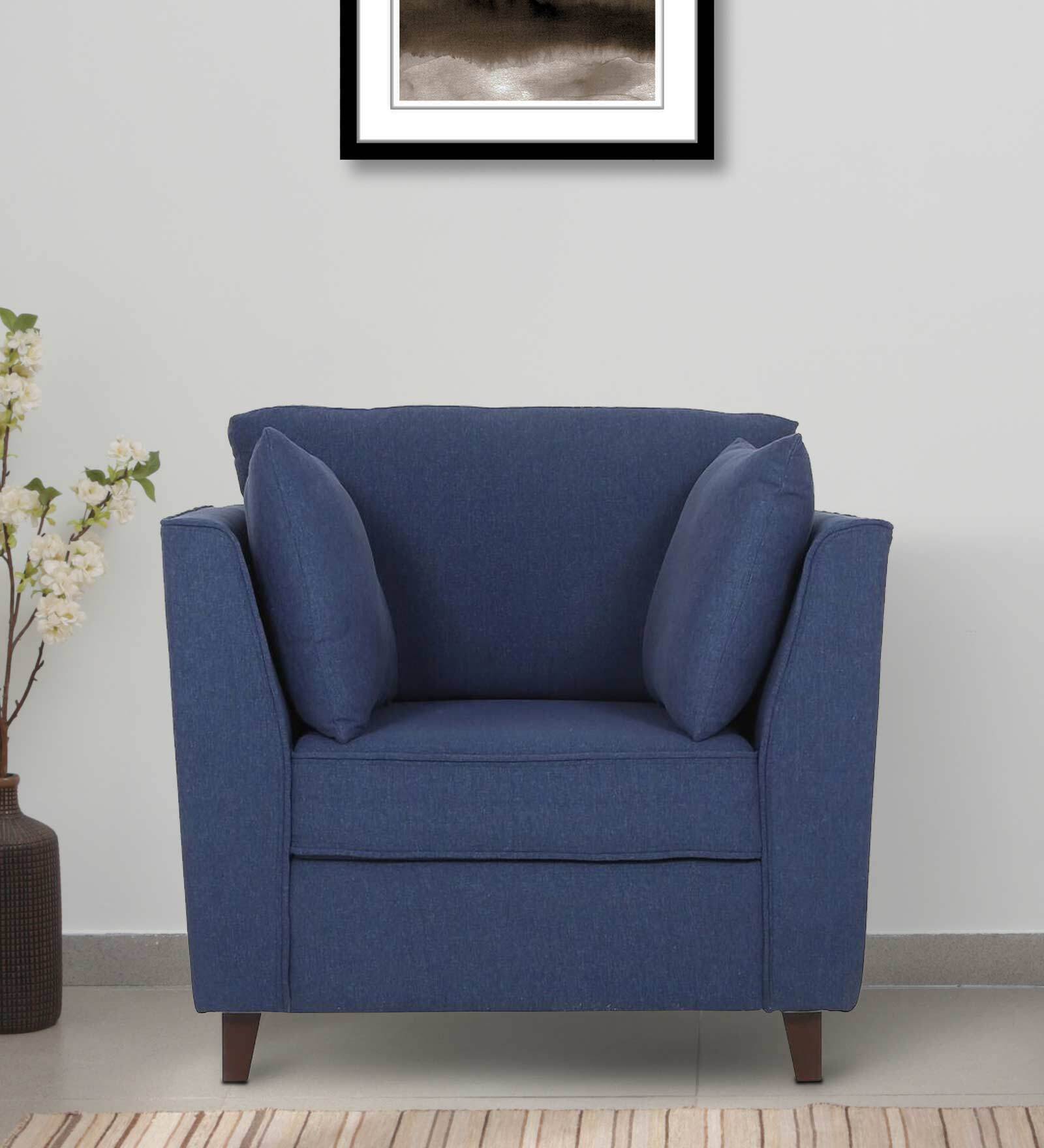 Buy Miranda Fabric 1 Seater Sofa In Navy Blue Colour Online - Lawson 1 ...