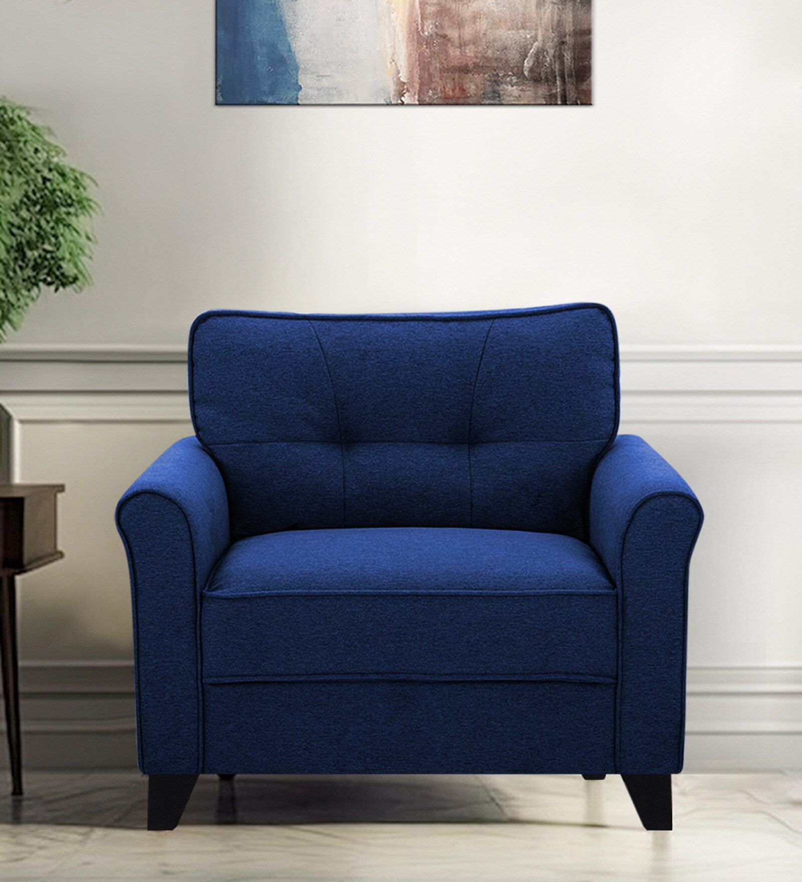 Buy Miranda Fabric 1 Seater Sofa In Cool Cobalt Colour at 53% OFF by ...