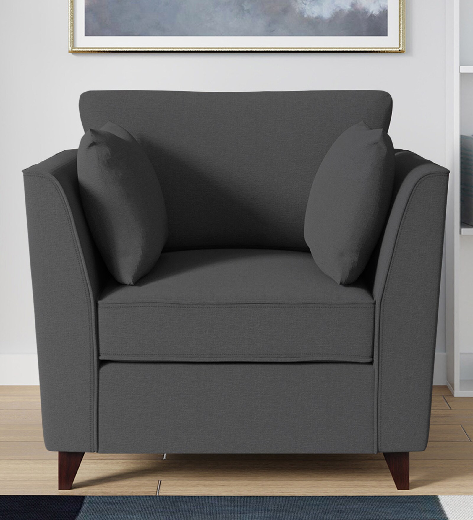 Buy Miranda Fabric 1 Seater Sofa In Steel Grey Colour at 23% OFF by ...