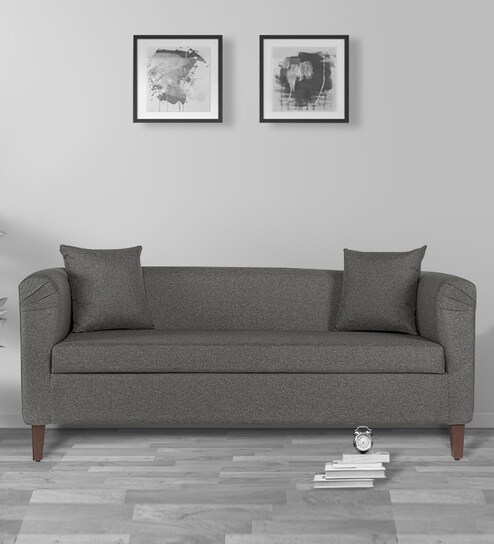 Buy Miami Fabric 3 Seater Sofa in Omega Grey Colour Online - Bucket ...