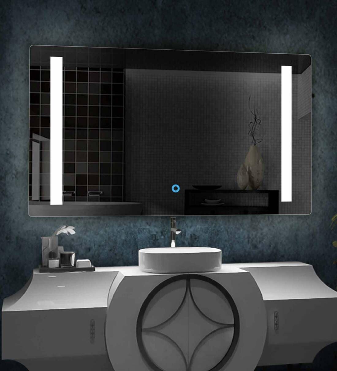 Buy White Glass Moon Illuminated LED Mirror at 46% OFF by Flair Glass ...