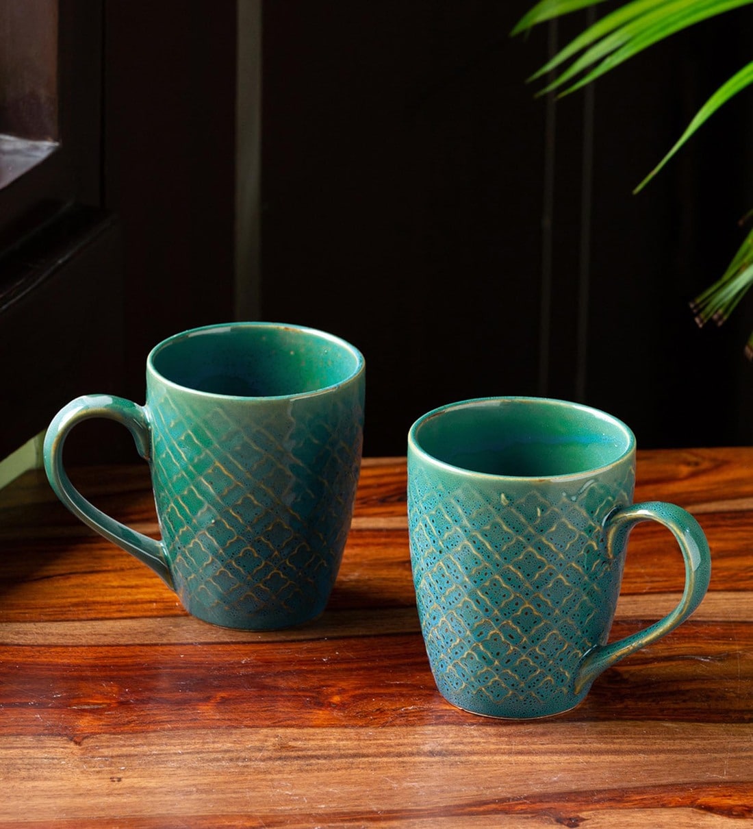 Buy Moroccan 300ml Blue & Gold Ceramic (Set of 2) Coffee Mug Online ...