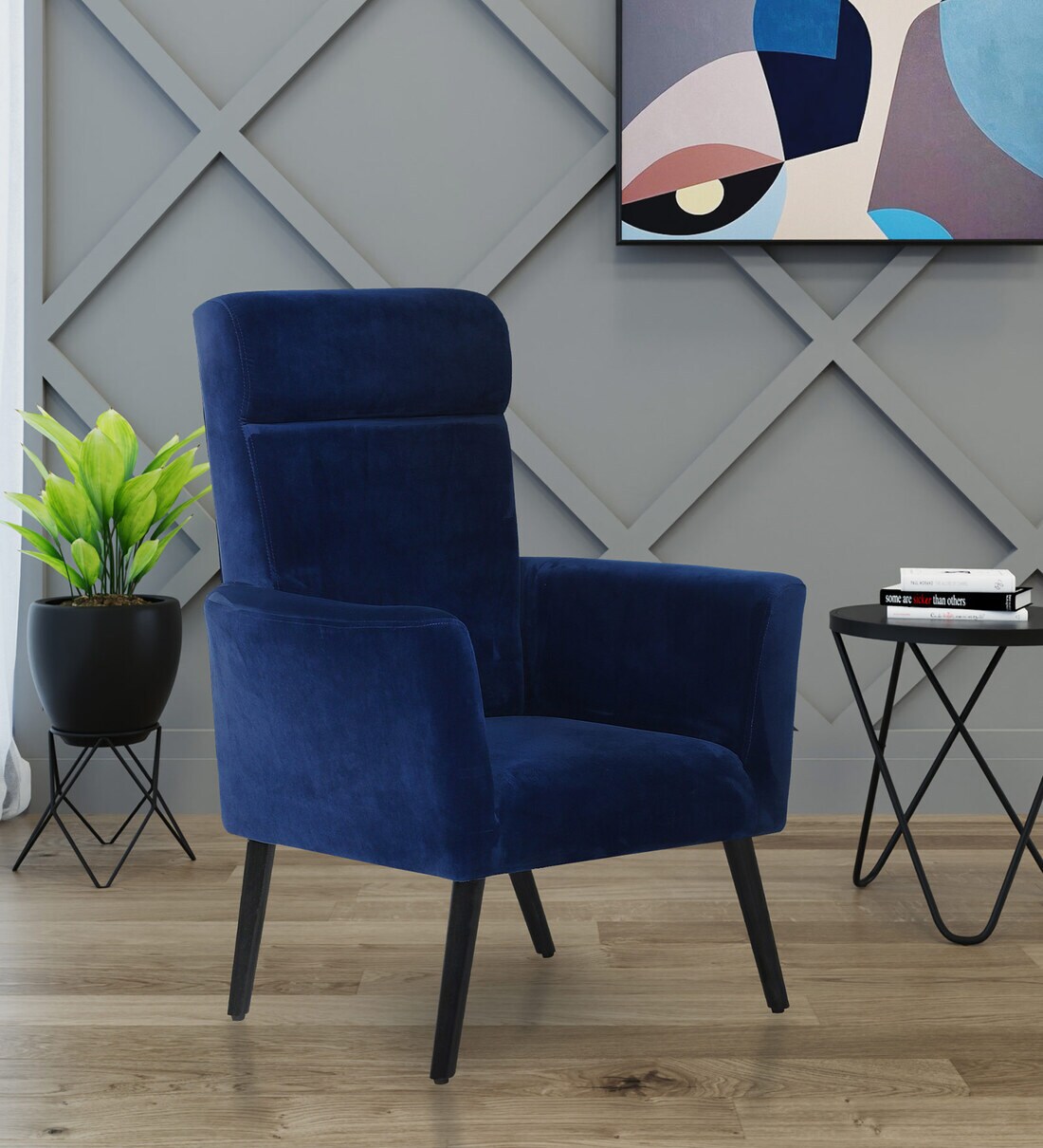 Buy Morocco Velvet Lounge Chair In Royal Blue Colour at 40% OFF by ...