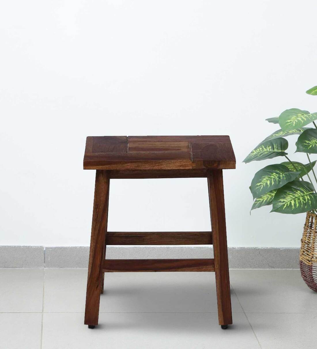 Buy Yaroslave Sheesham Wood Seating Stool In Provincial Teak Finish ...
