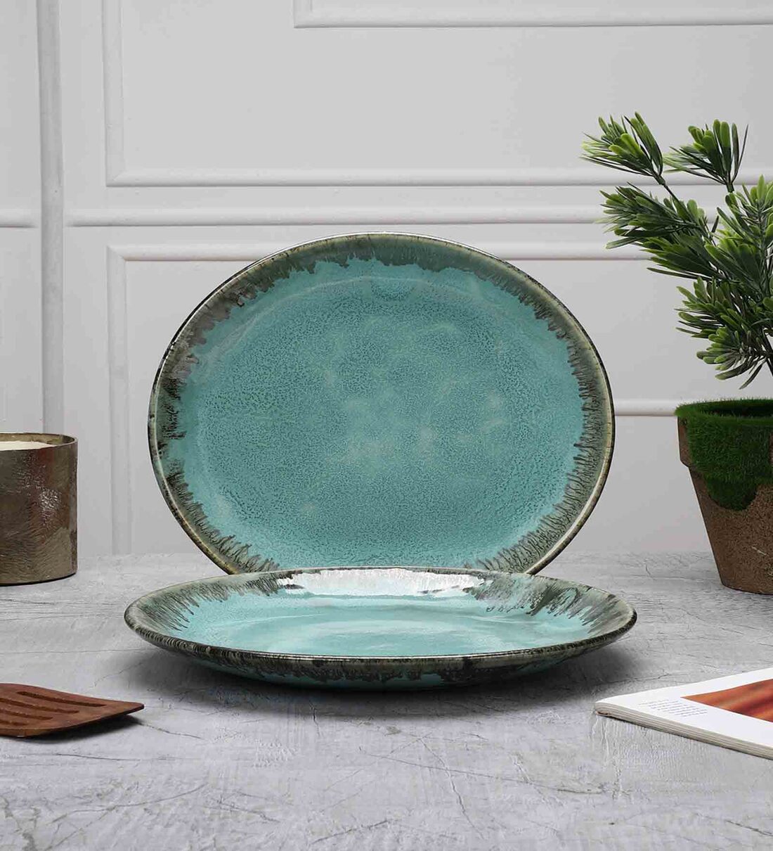 Buy Mudga Studio Pottery 10 Inch (Set of 2) Ceramic Dinner Plate by ...