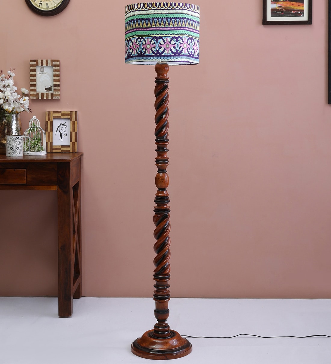 Buy Multicolour Fabric Shade Floor Lamp with Brown Base by Beverly Studio at 53% OFF by Beverly ...