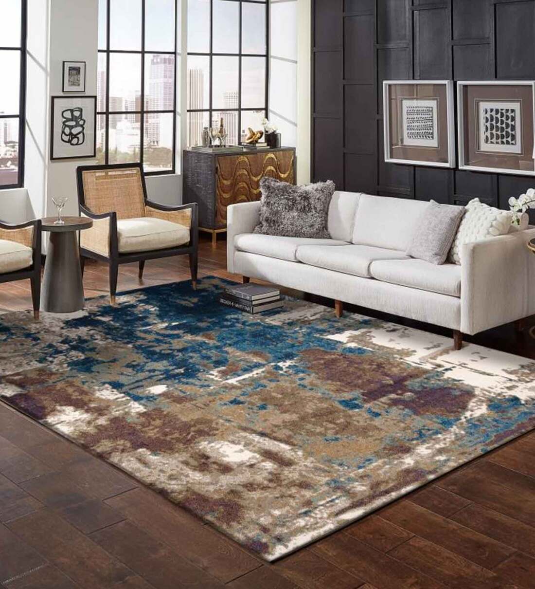 Buy Multicolor Abstract Polypropylene 3 ft x 5 ft Machine Made Carpet ...