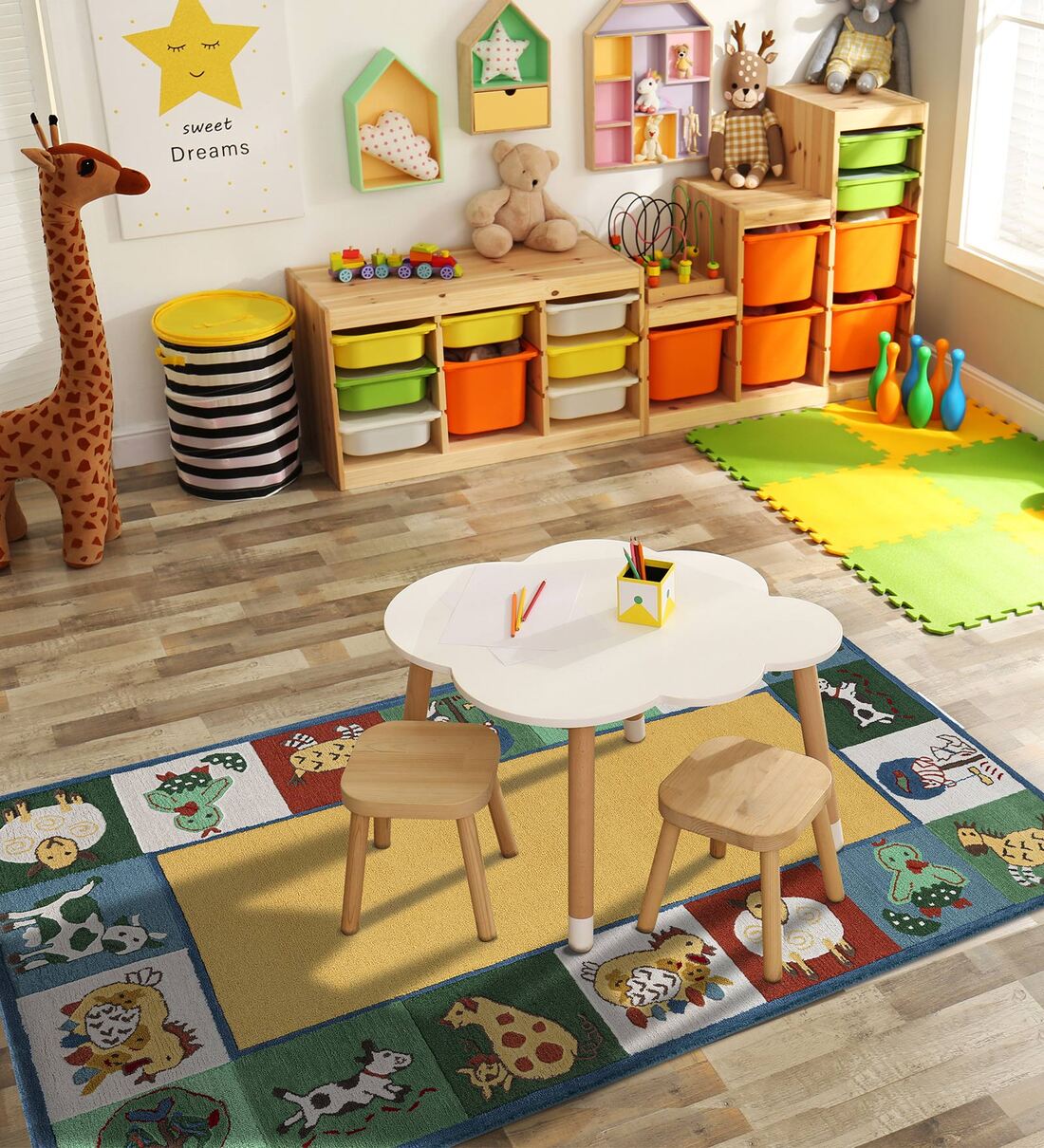 Buy Multicolor Character Wool 3 ft x 5 ft Kids Carpet by Obeetee Online ...