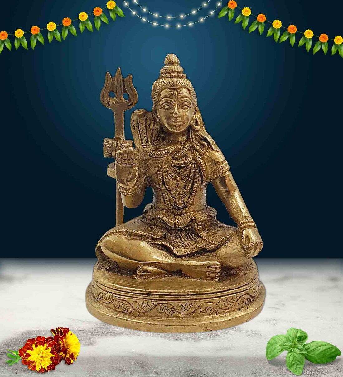 Buy Multicolour Brass Lord Shiva-Blessing Religious Idol By FCS at 54% ...