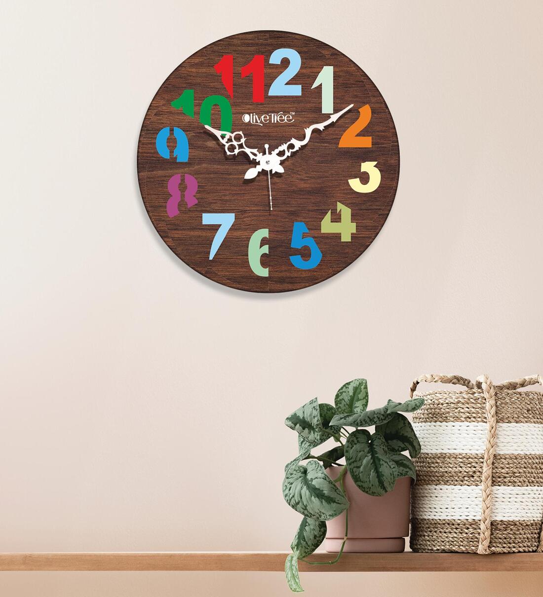 Buy Multicolour Engineered Wood Battery Operated Wall Clock at 60% OFF ...