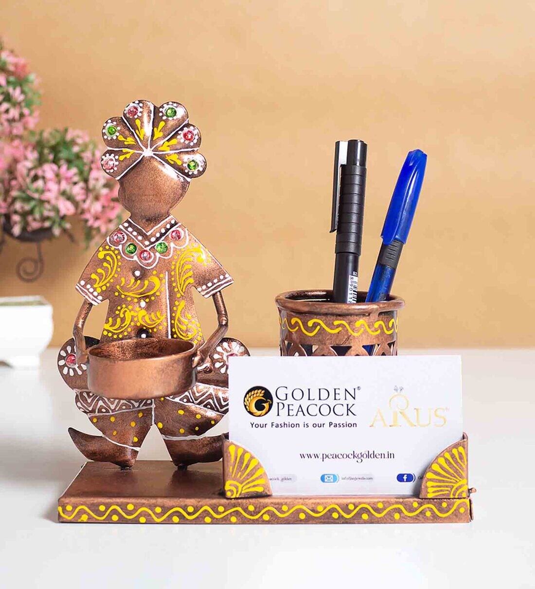 Buy Multicolour Metal Pen Stand at 71% OFF by Golden Peacock | Pepperfry