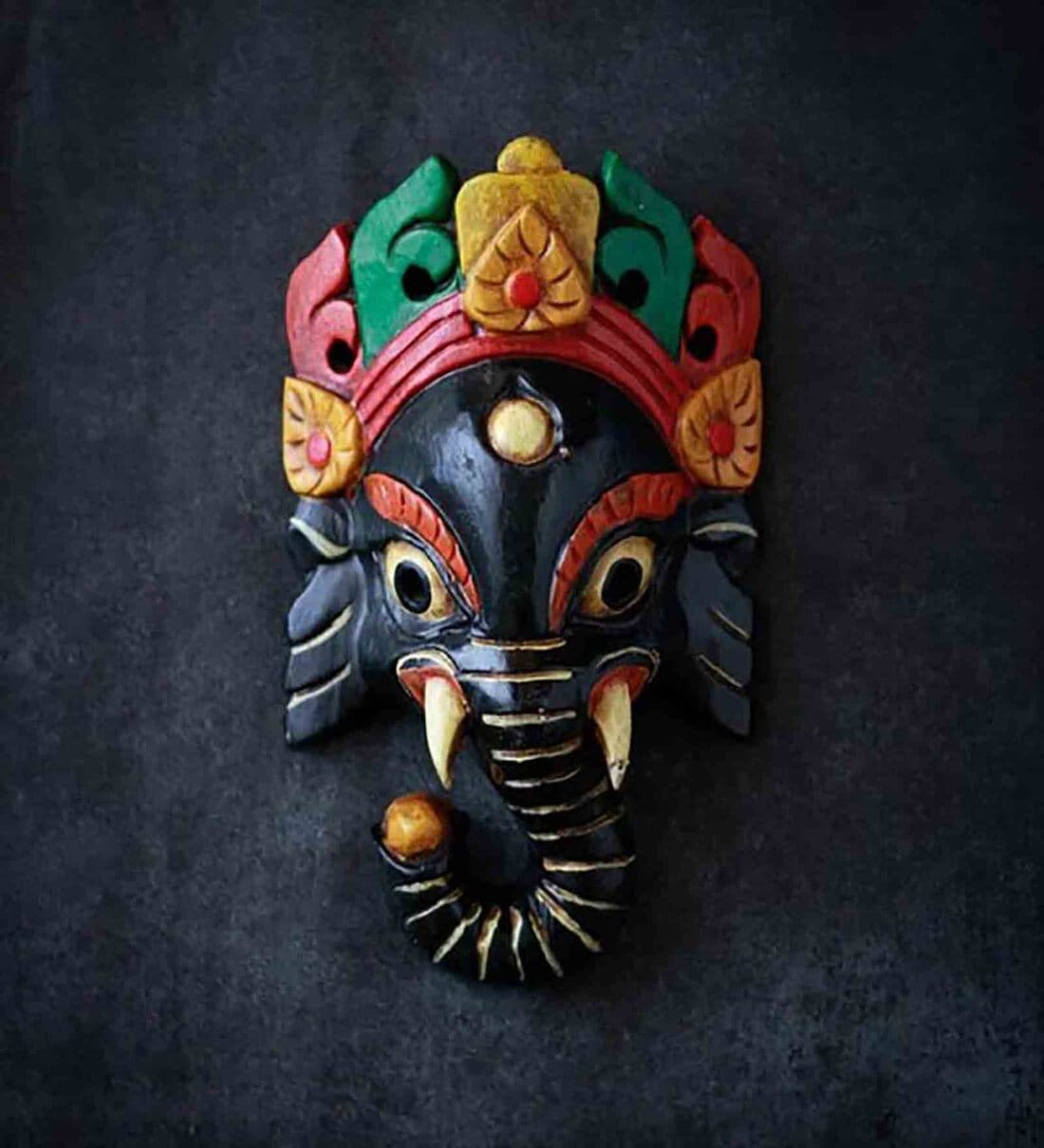 Buy Multicoloured Wooden Himalayan Ganesha Mask By Yellow Verandah ...