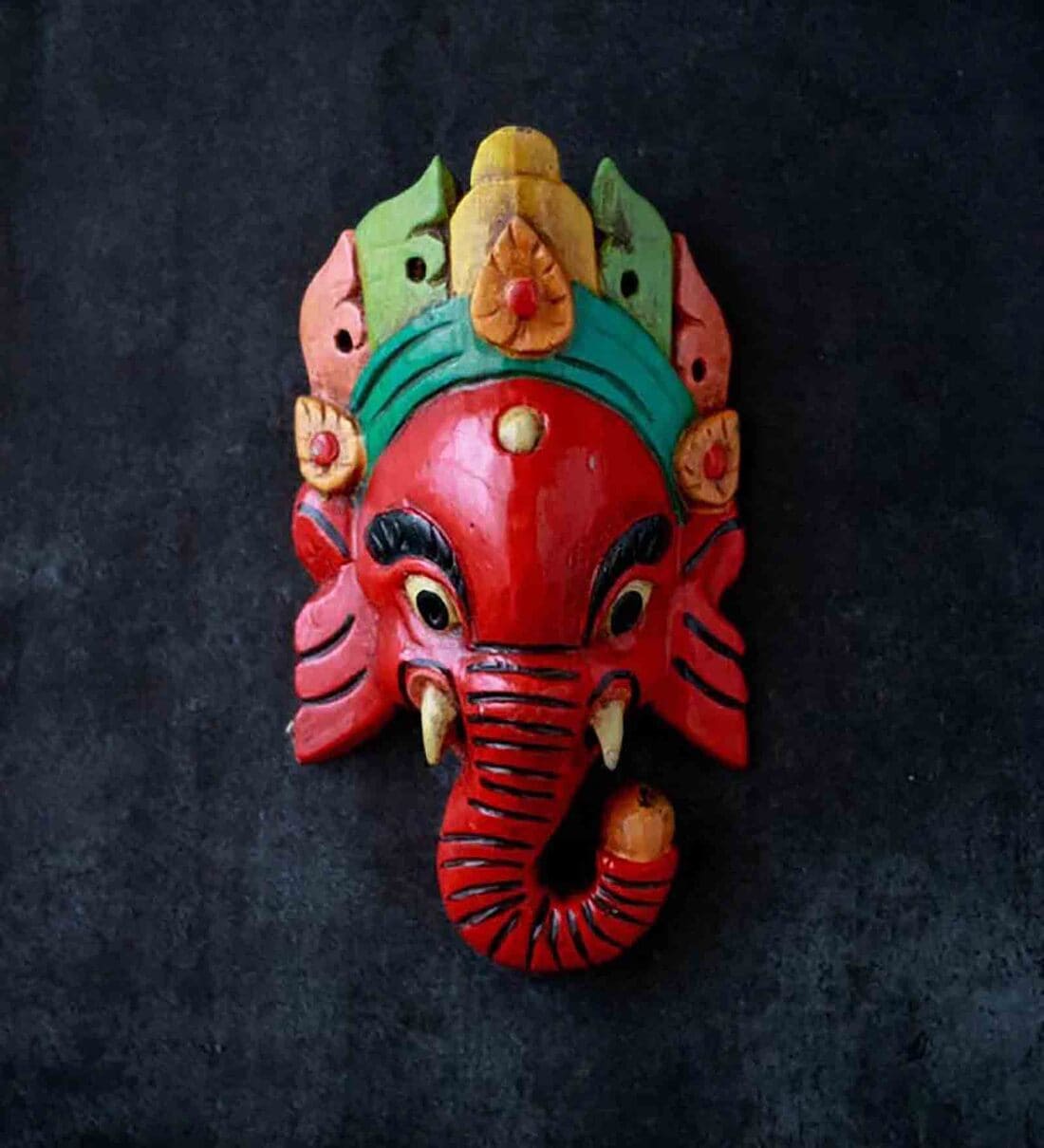 Buy Multicoloured Wooden Lisa Himalayan Ganesha Mask at 100% OFF by ...