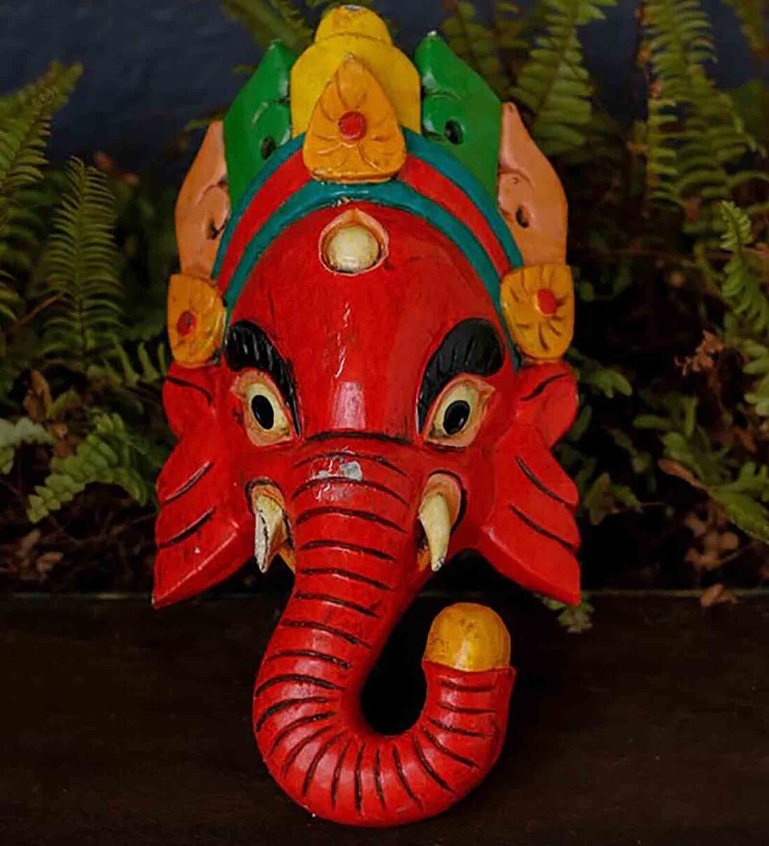 Buy Multicoloured Wooden Ivah Himalayan Ganesha Mask Online - Wall ...