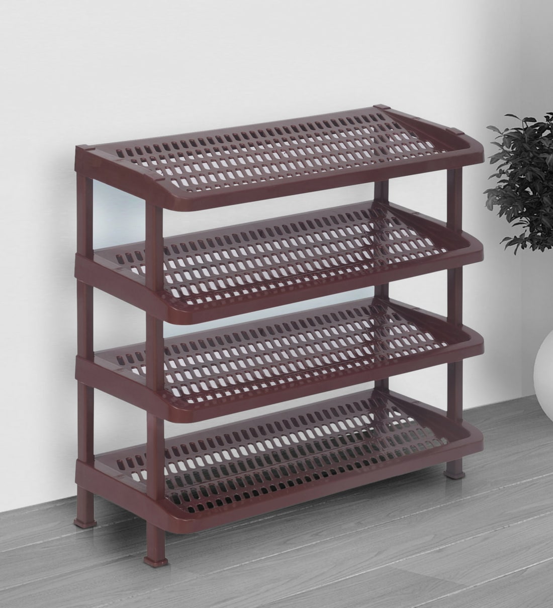 Buy Multipurpose Plastic Open Shoe Rack in Maroon Finish Online - Open ...