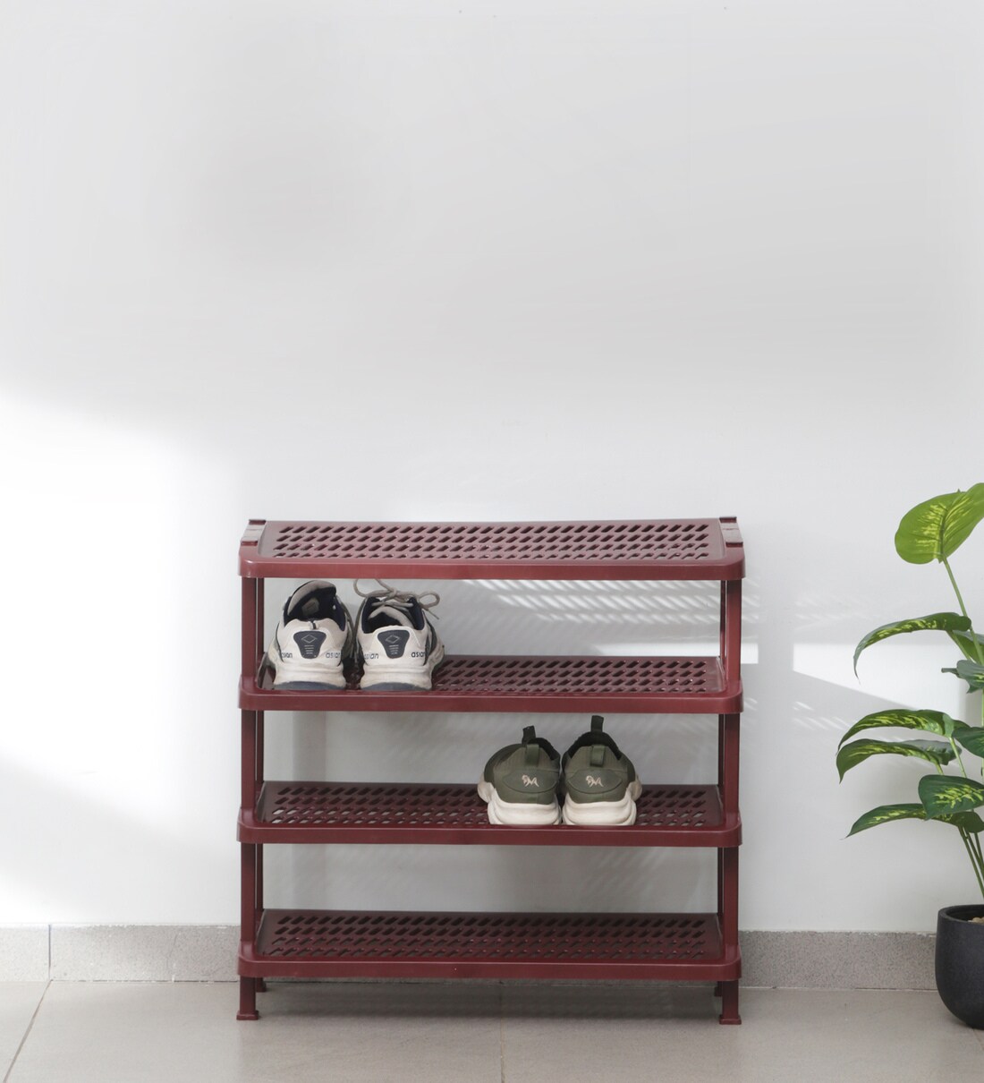 Buy Multipurpose Plastic Open Shoe Rack in Maroon Finish at 22% OFF by ...