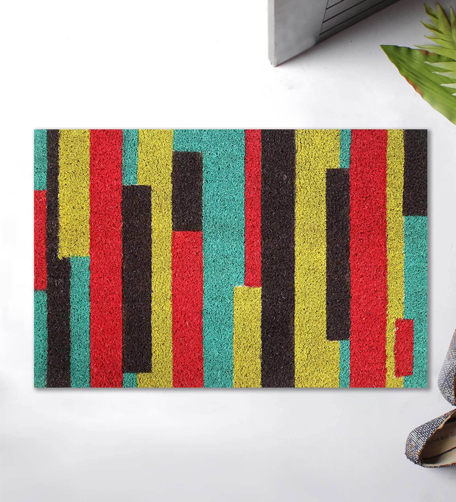 Buy Multicolor Abstract Coir 30 x 20 Inches Anti Skid Door Mat by India ...