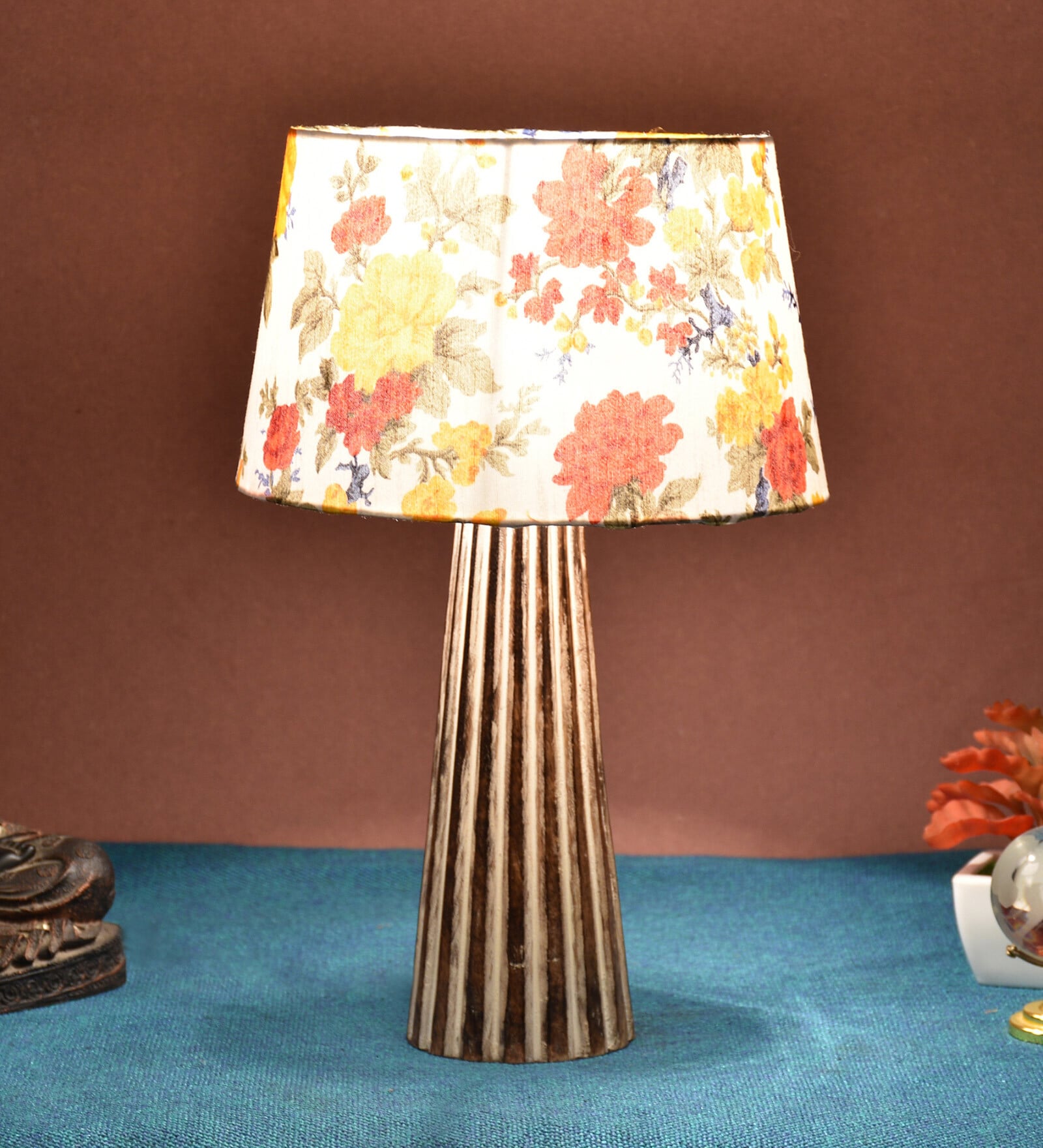 Buy Marsden Multicolour Fabric Shade Night Lamp With Wood Base By ...
