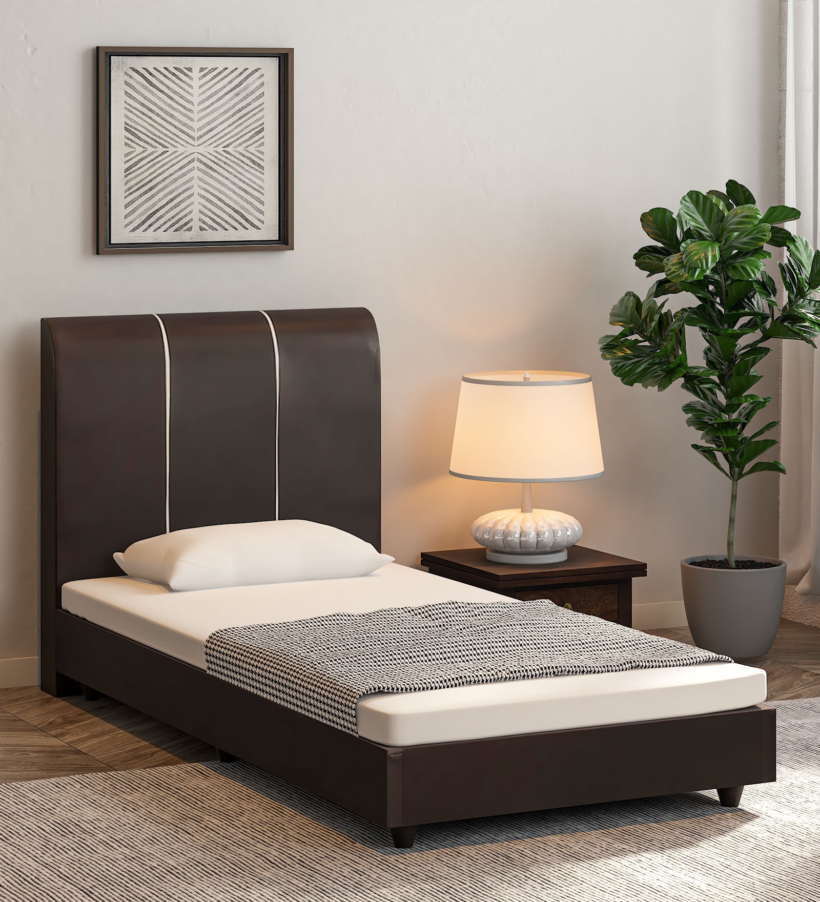 Buy Namiyo Upholstered Single Bed in Dark Brown Finish at 29% OFF by ...