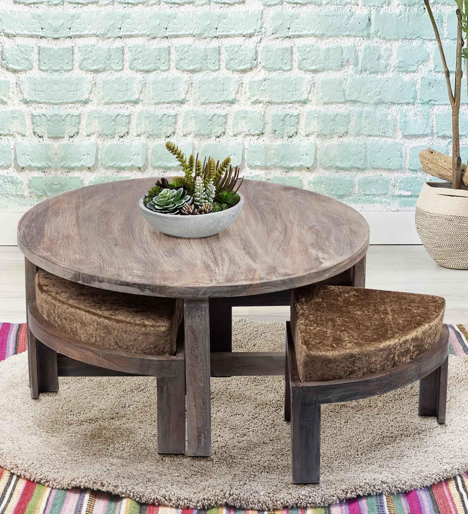 Buy Nashville 4 Seater Coffee Table Set With Green Sparkle Velvet ...