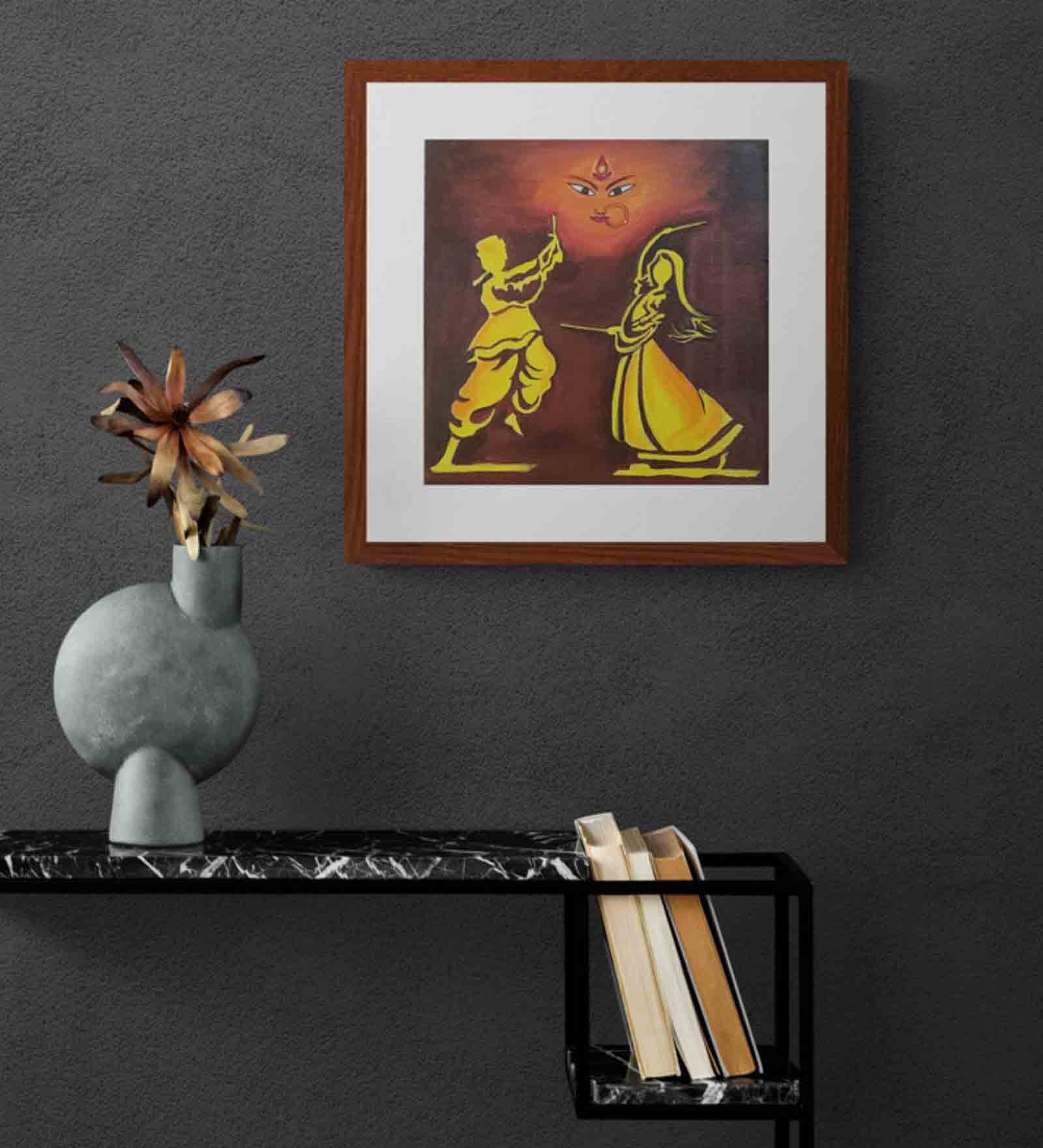 Buy Navratri Dance Handmade Acrylic Paint On Canvas Board Painting ...