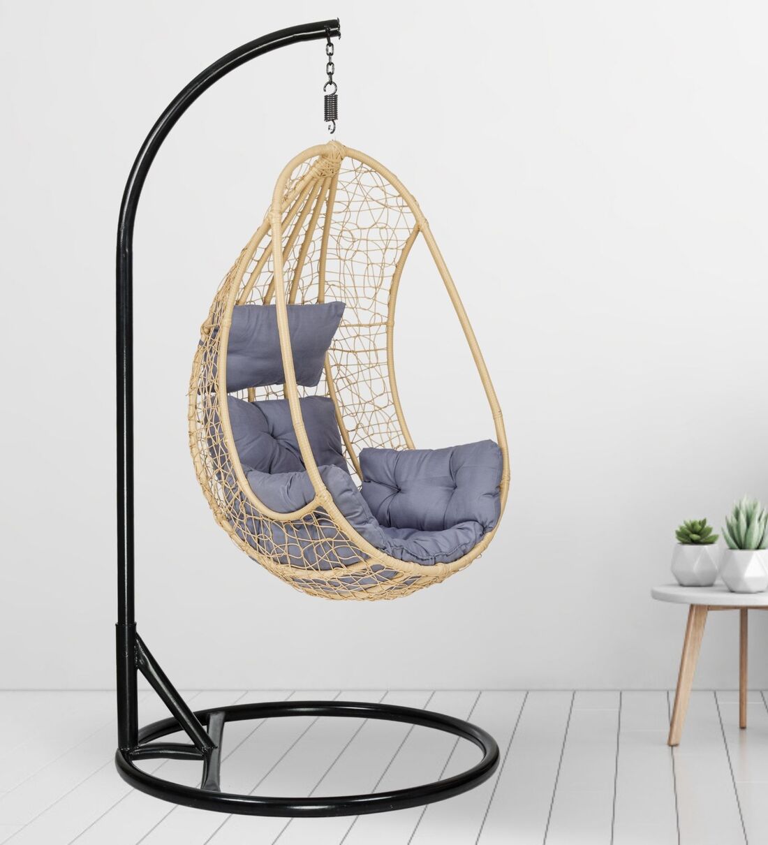 Buy Nikye Wicker Swing in Beige & Grey Colour at 100% OFF by Swingzy ...