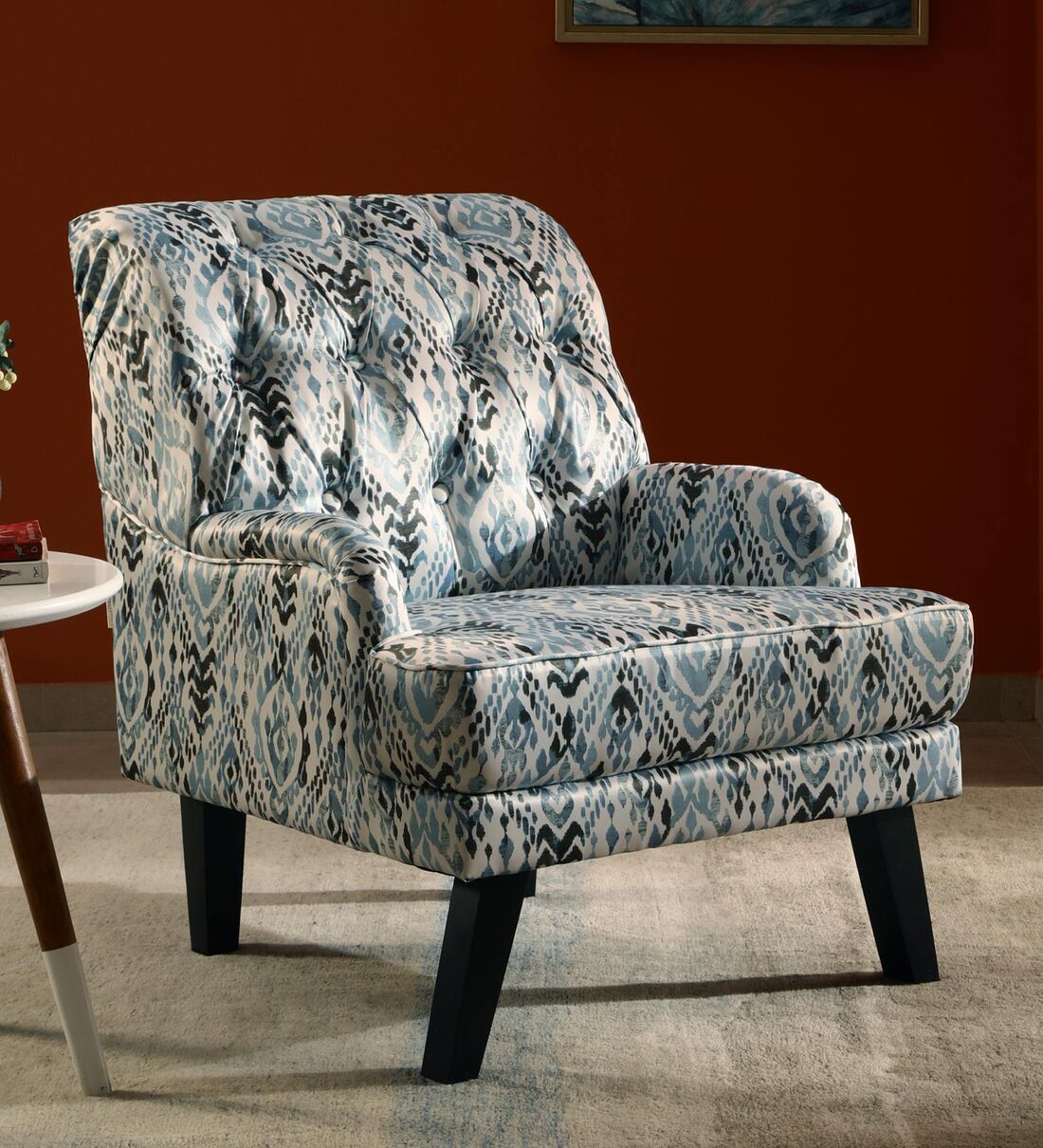 Buy Broomedge Fabric Full Back Lounge Chair In Abstract Teal Print ...