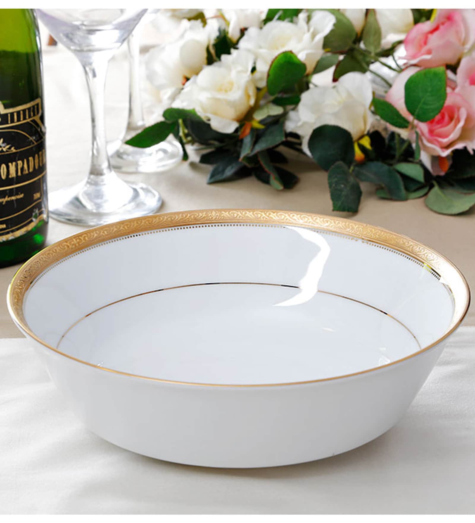 Buy Noritake Signature White and Gold Porcelain 1000 ML Serving Bowl ...