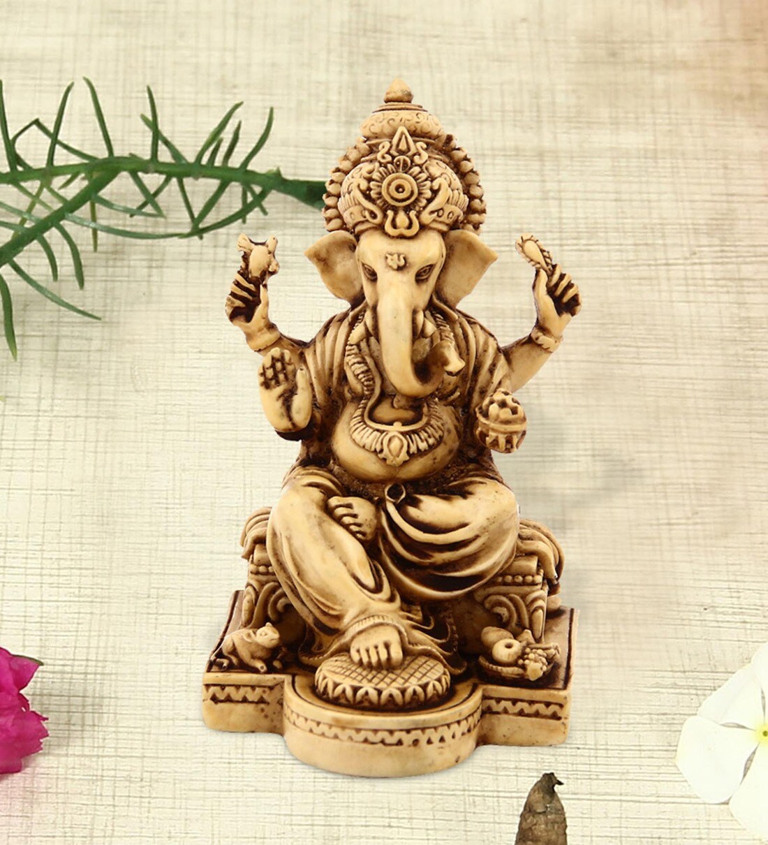 Buy Off White Resin Ganesha In Antique Finish Idol By Handicrafts ...