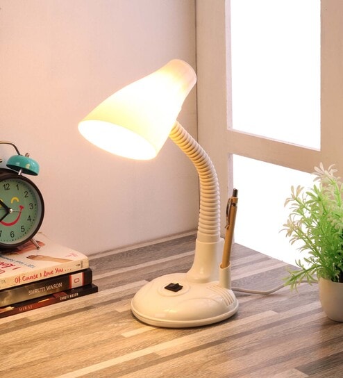 Buy beverly Off White Adjustable Study Lamp With ABS Plastic Base By ...