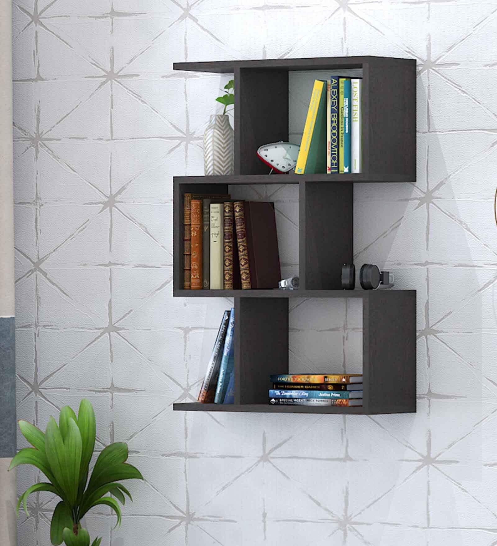 Buy Omega Engineered Wood Wall Shelf In Brown By Klaxon Online - Modern ...