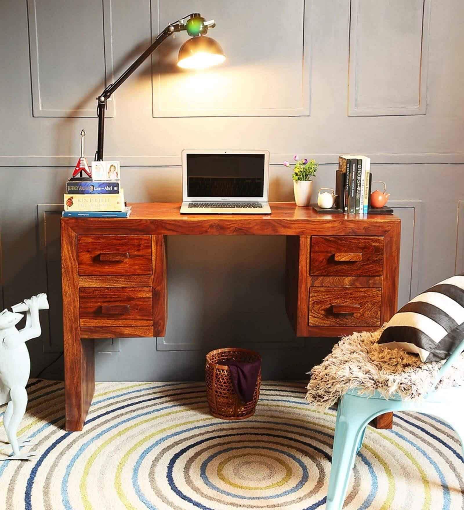 Buy Ontario Study & Laptop Table in Honey Oak Finish by Woodsworth ...