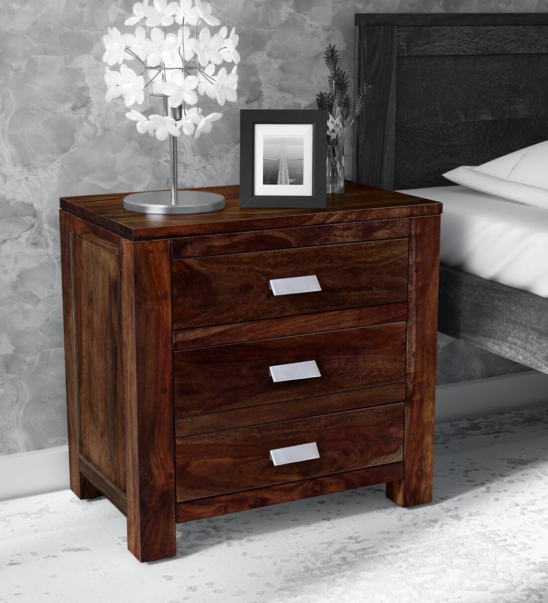 Buy Oriel Sheesham Wood Bedside Chest in Provincial Teak Finish Online ...