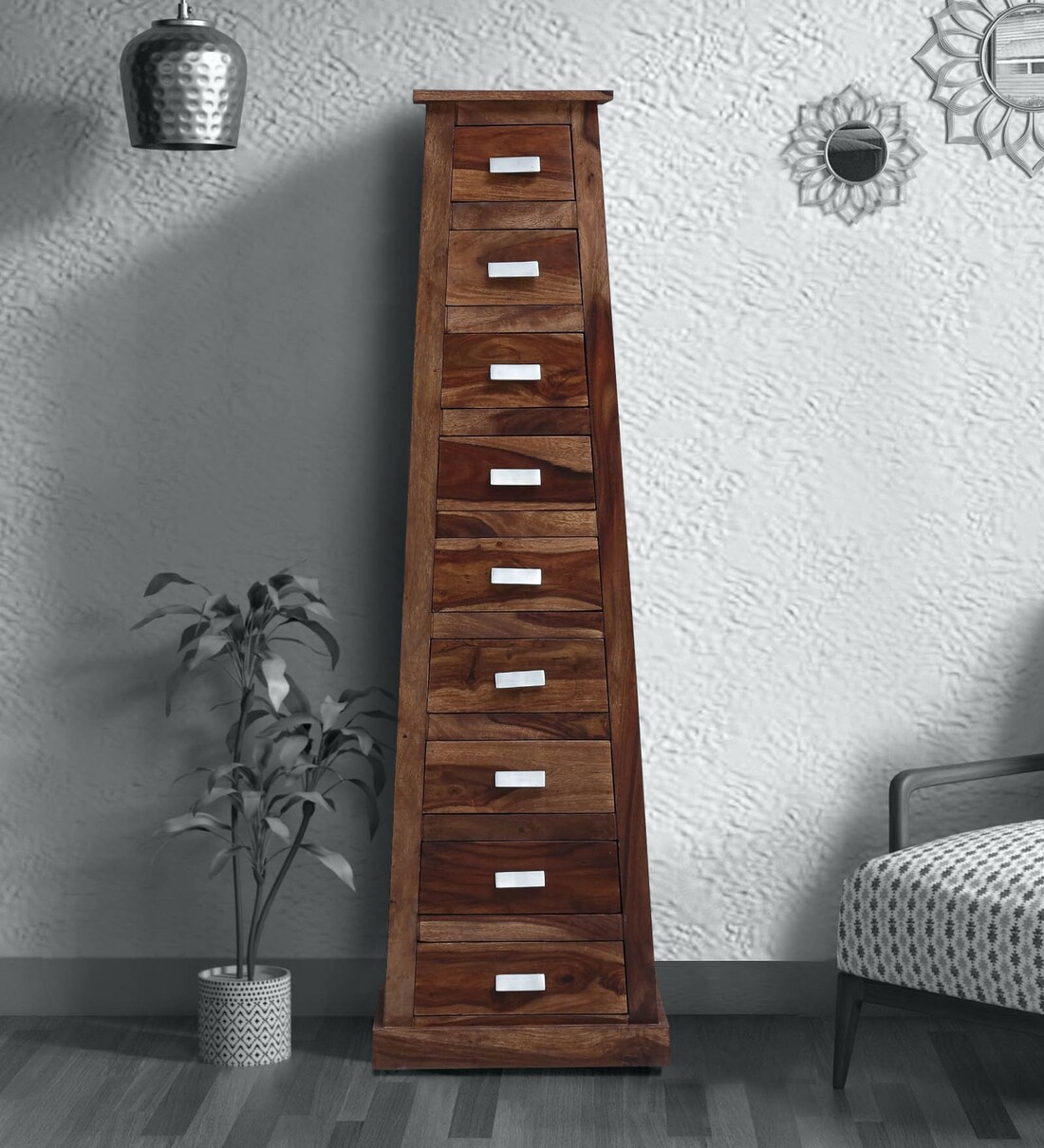 Buy Oriel Sheesham Wood Chest of Drawers in Rustic Teak Finish at 1% ...