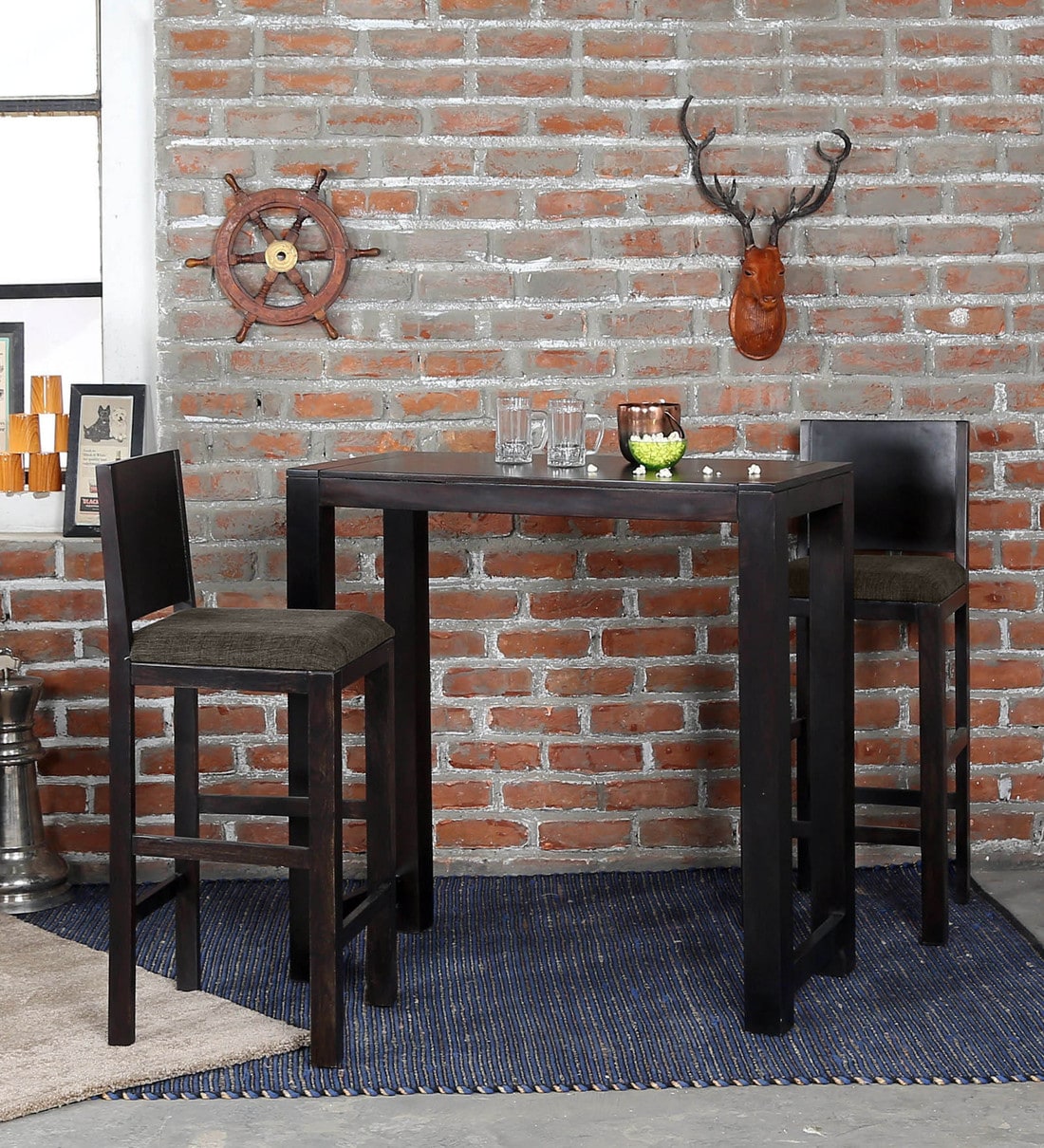 Buy Oriel Solid Wood Two Seater Bar Set in Warm Chestnut Finish Online ...