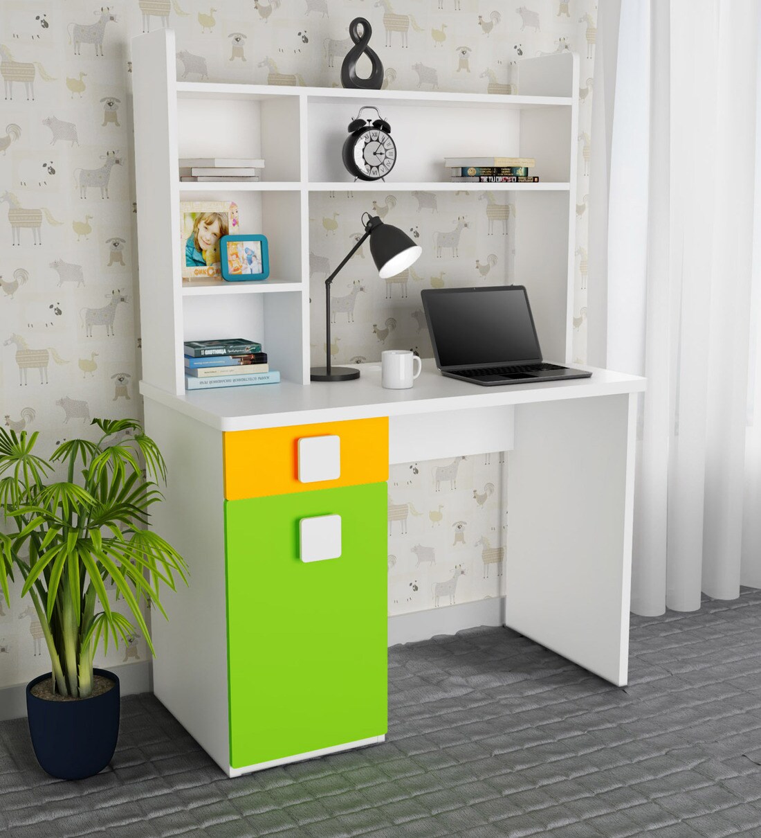 Buy Orlando Kids Study Table in Yellow Green Colour at 9% OFF by Alex ...