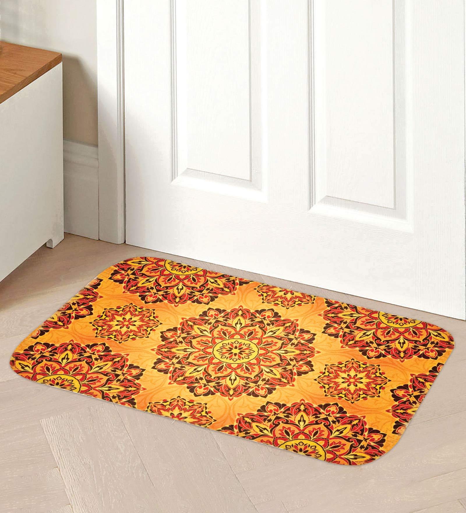 Buy Orange Traditional Polyester 23 x 15 Inches Anti Skid Door Mat by ...