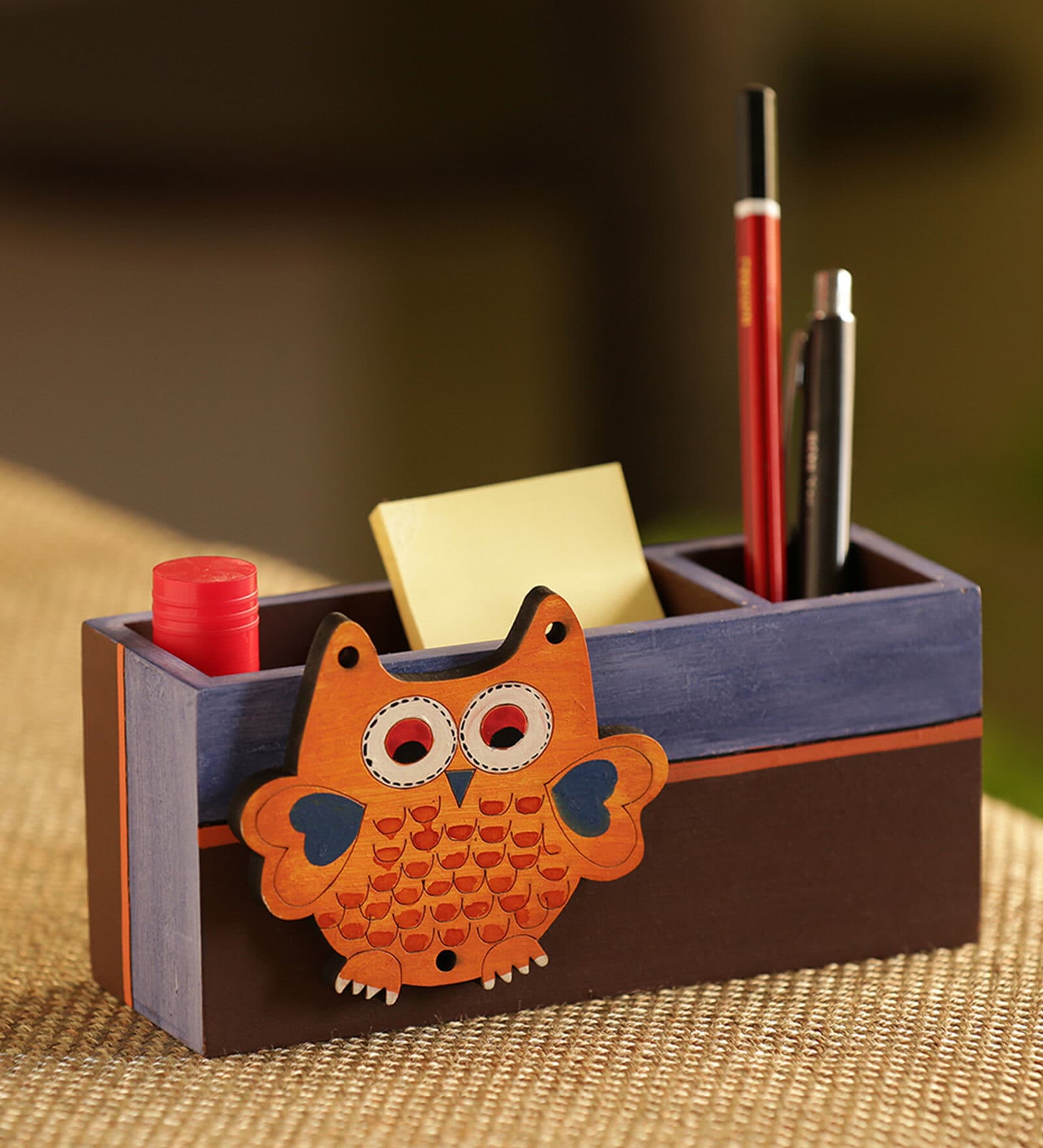 Buy Owl Motif Pine Wood Desk Organizer at 51% OFF by ExclusiveLane ...
