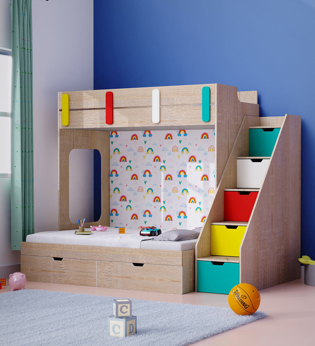 Buy Pattern Dreams Bunk Bed in Oak Colour at 35% OFF by Boingg! - A ...