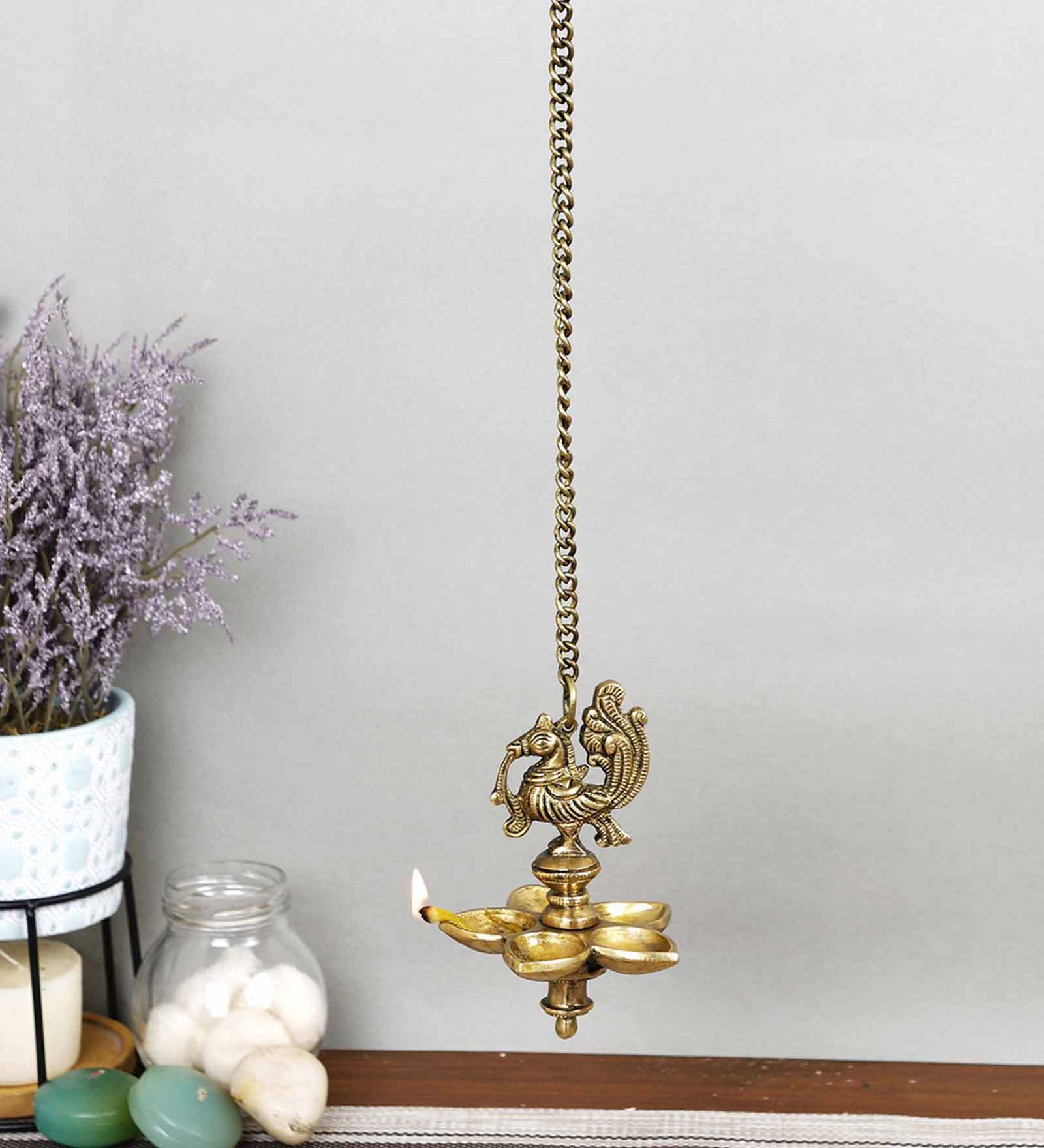 Buy Pancham Chain Hanging Diya Golden Brass Hanging Diya at 40% OFF by ...