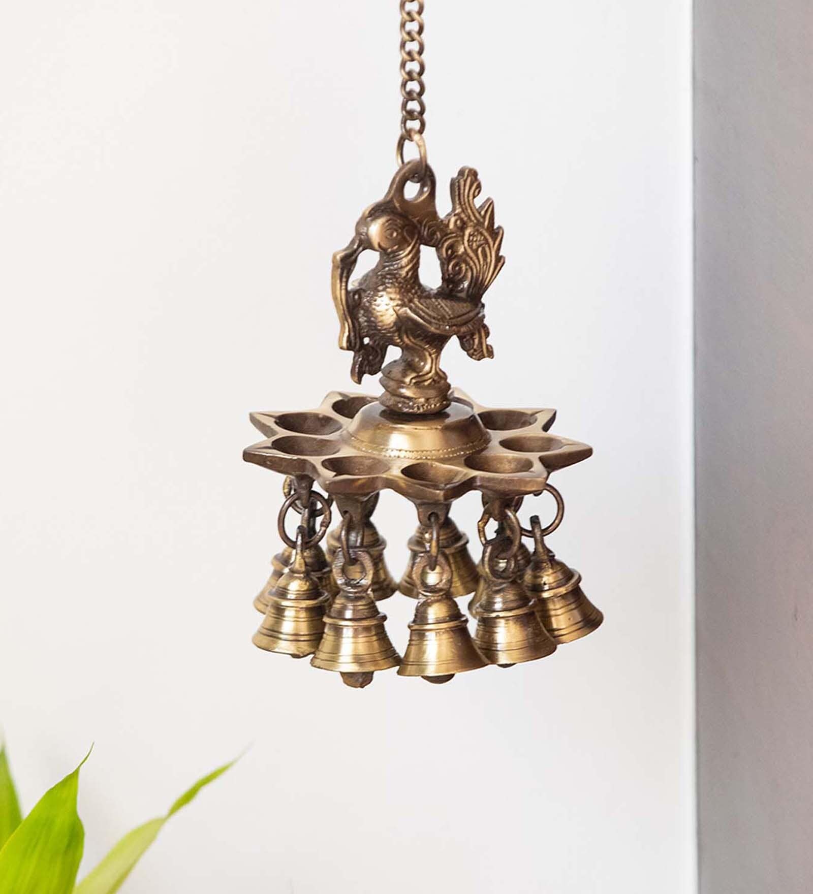 Buy Paradise Peacock Gold & Black Brass Decorative Wall Hanging Diyas ...
