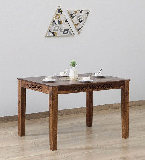 Buy Parnika Sheesham Wood 4 Seater Dining Table In Provincial Teak ...