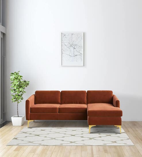 Buy Pearl Velvet LHS Sectional Sofa in Rust Colour at 17% OFF by Adorn ...