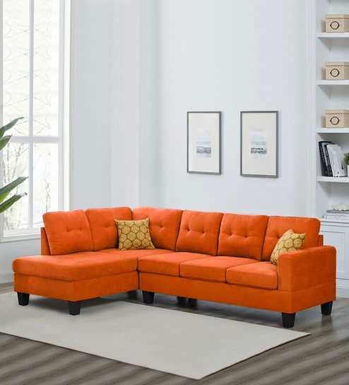 Buy Thomas RHS 6 Seater Sectional Sofa In Blood Maroon Colour at 63% ...