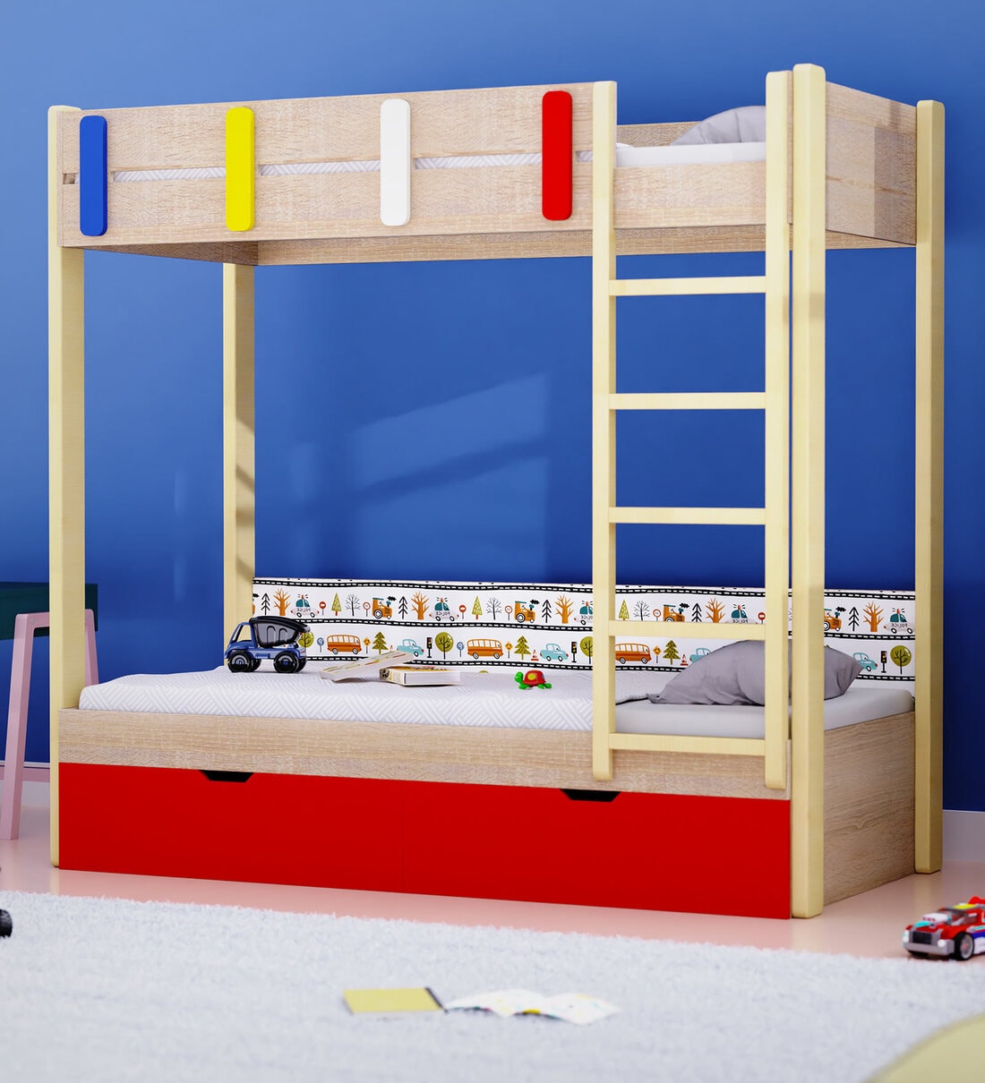 Buy Pine Tree Bunk Bed in Oak Finish with Drawer Storage at 30% OFF by ...