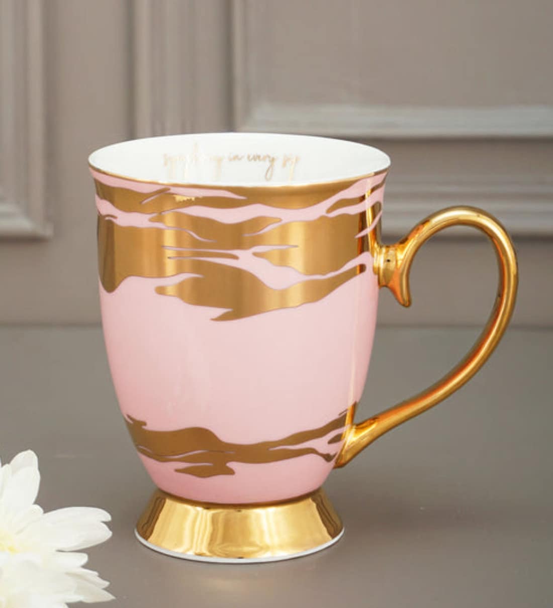 Buy Jaxon 250ml Pink & Gold Bone China Coffee Mug at 16% OFF by TDT ...