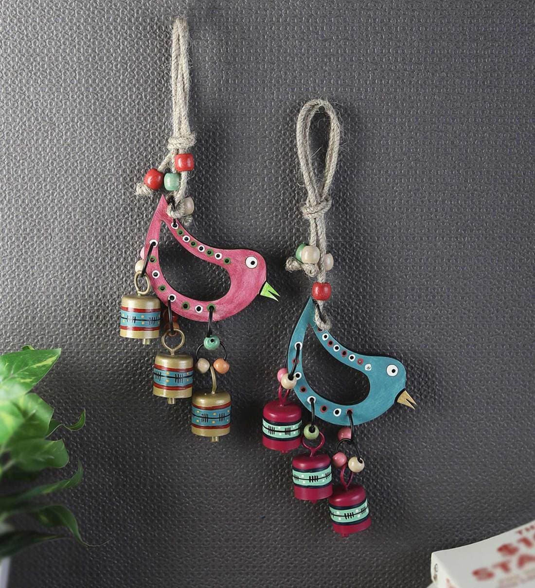 Buy Pink Blue Sparrow Tinkle Bells Wall Decorative Bells Wind Chime ...